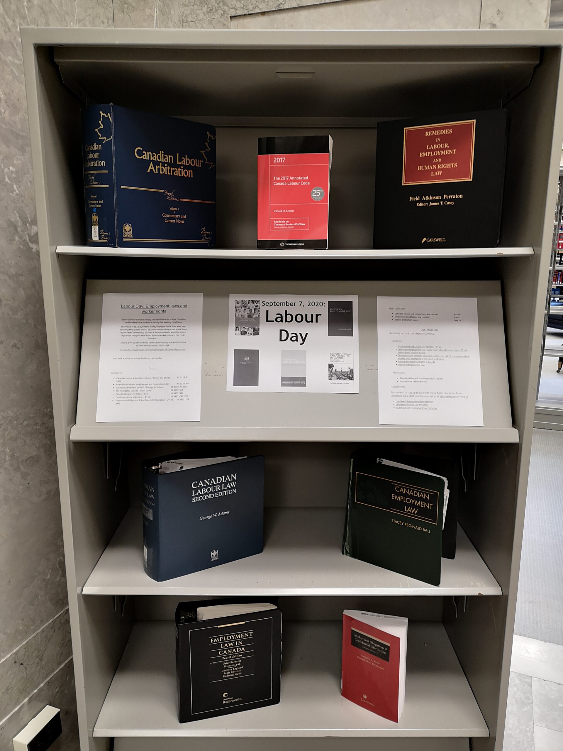 Labour Day and Employment Law Book Display – Great LEXpectations